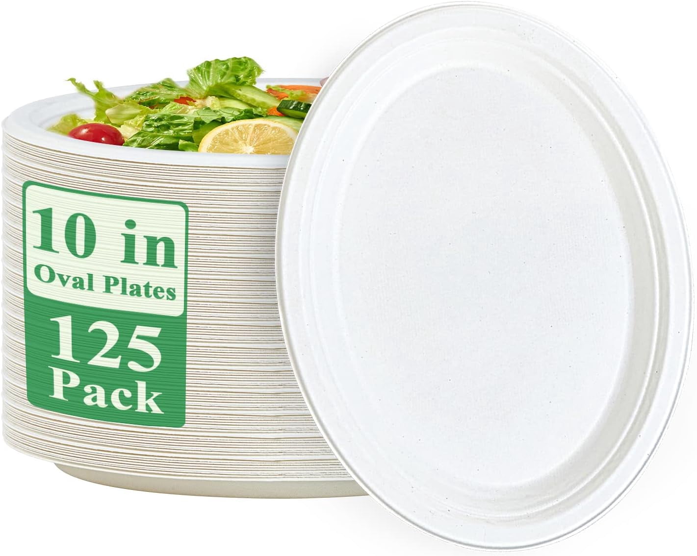 100% Compostable Oval Paper Plates 125 Pack Super Strong Disposable ...