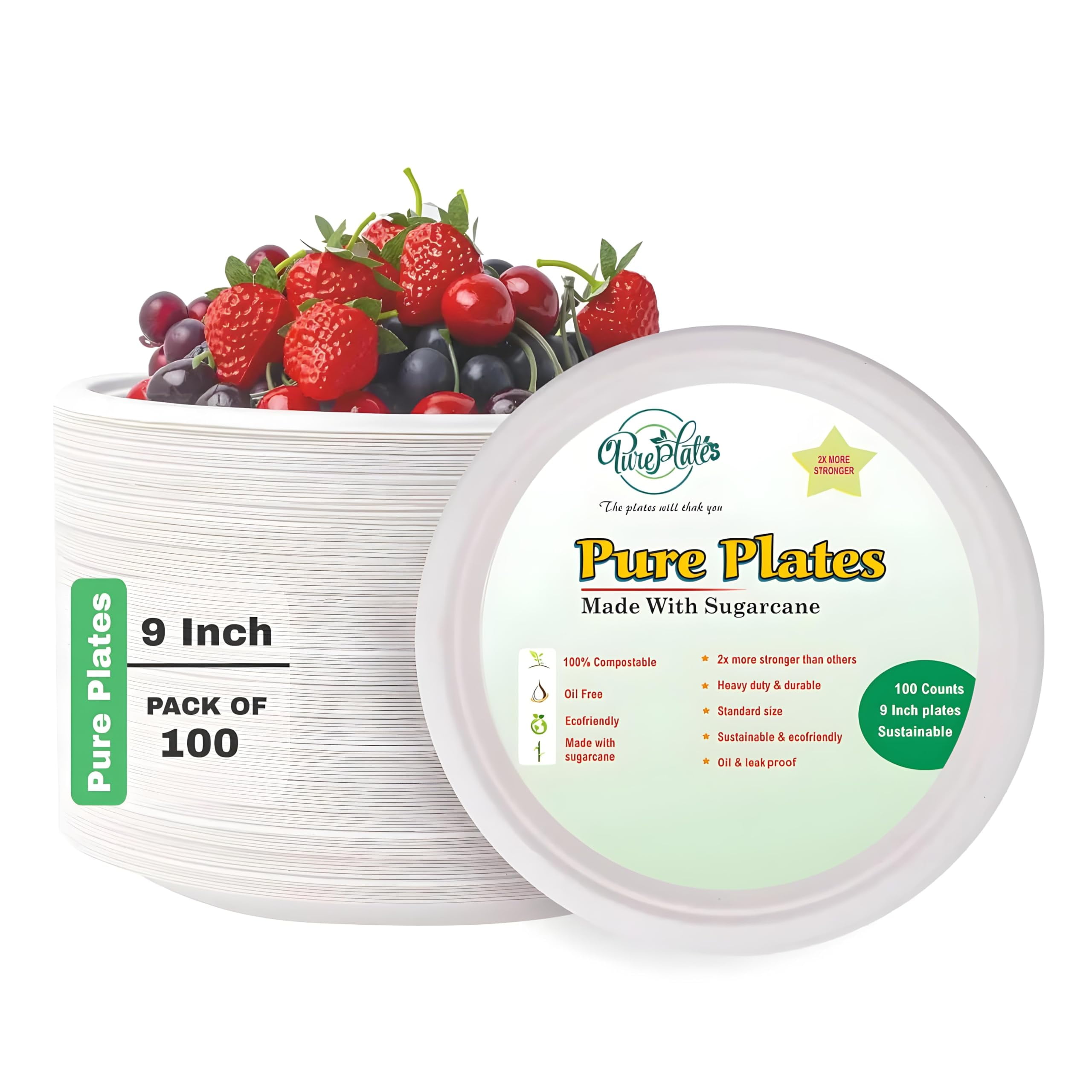 100% Compostable - (PFAS-Free) 9 Inch AFN1[100 Counts] Heavy Duty ...
