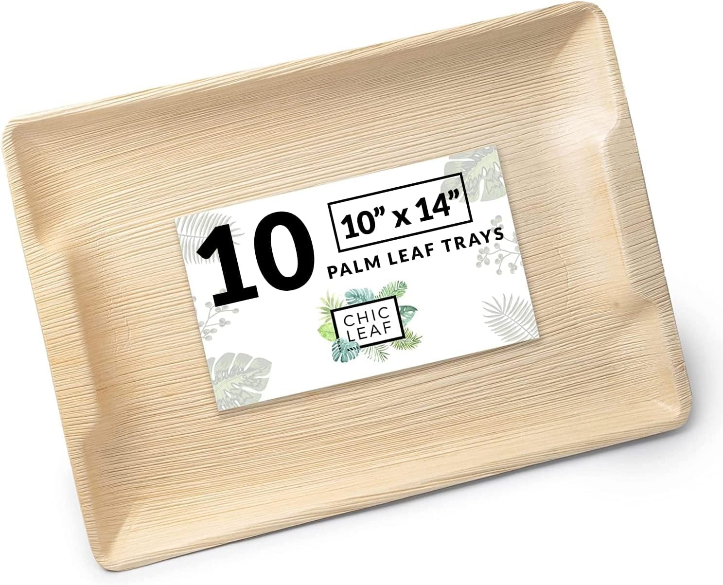 100% Compostable Palm Leaf Trays Like Disposable Bamboo Serving Tray and Platter 10" x 14 ...