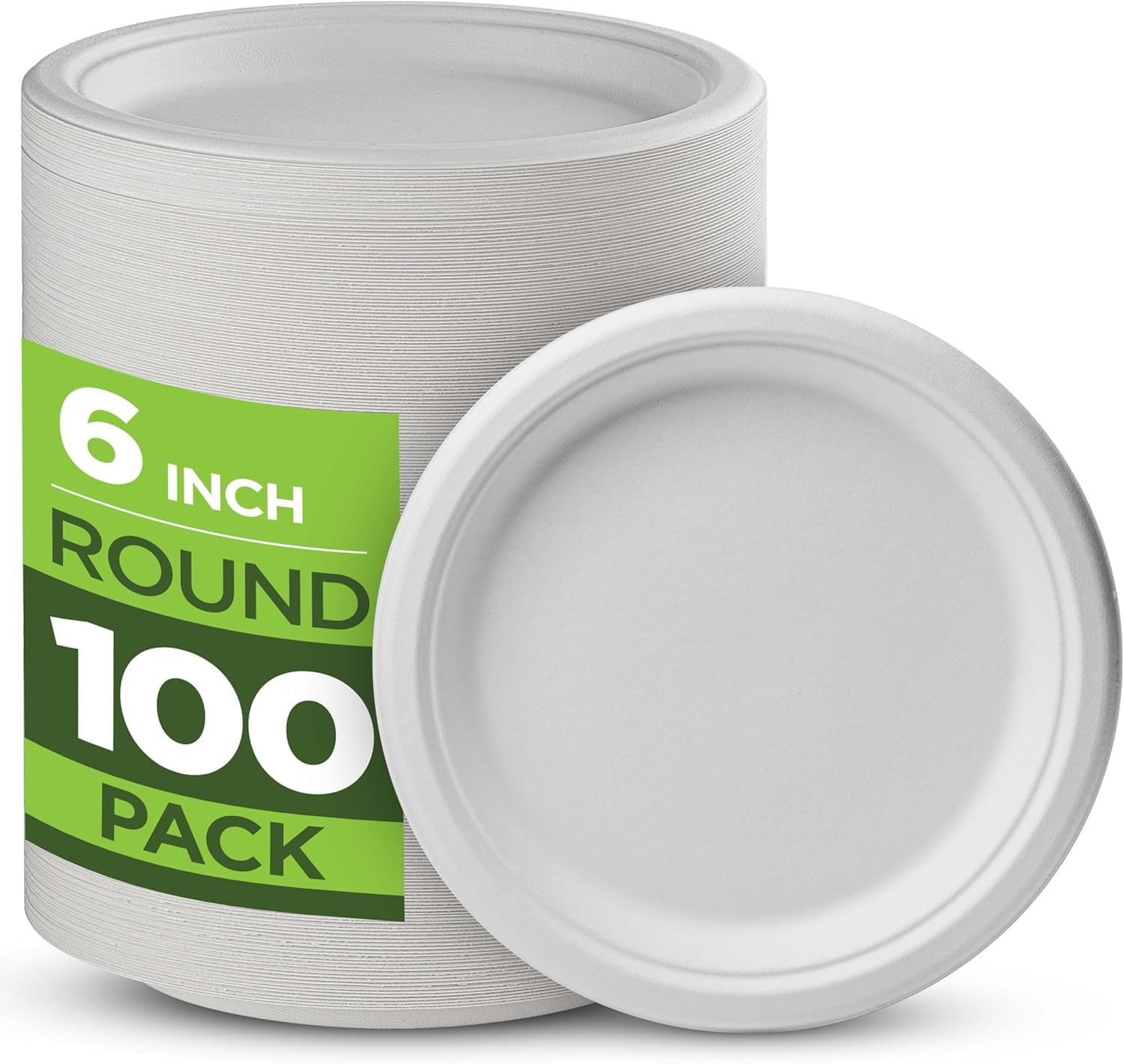 100% Compostable Paper Plates 100 Pack, 6 Inch Heavy Duty Biodegradable ...