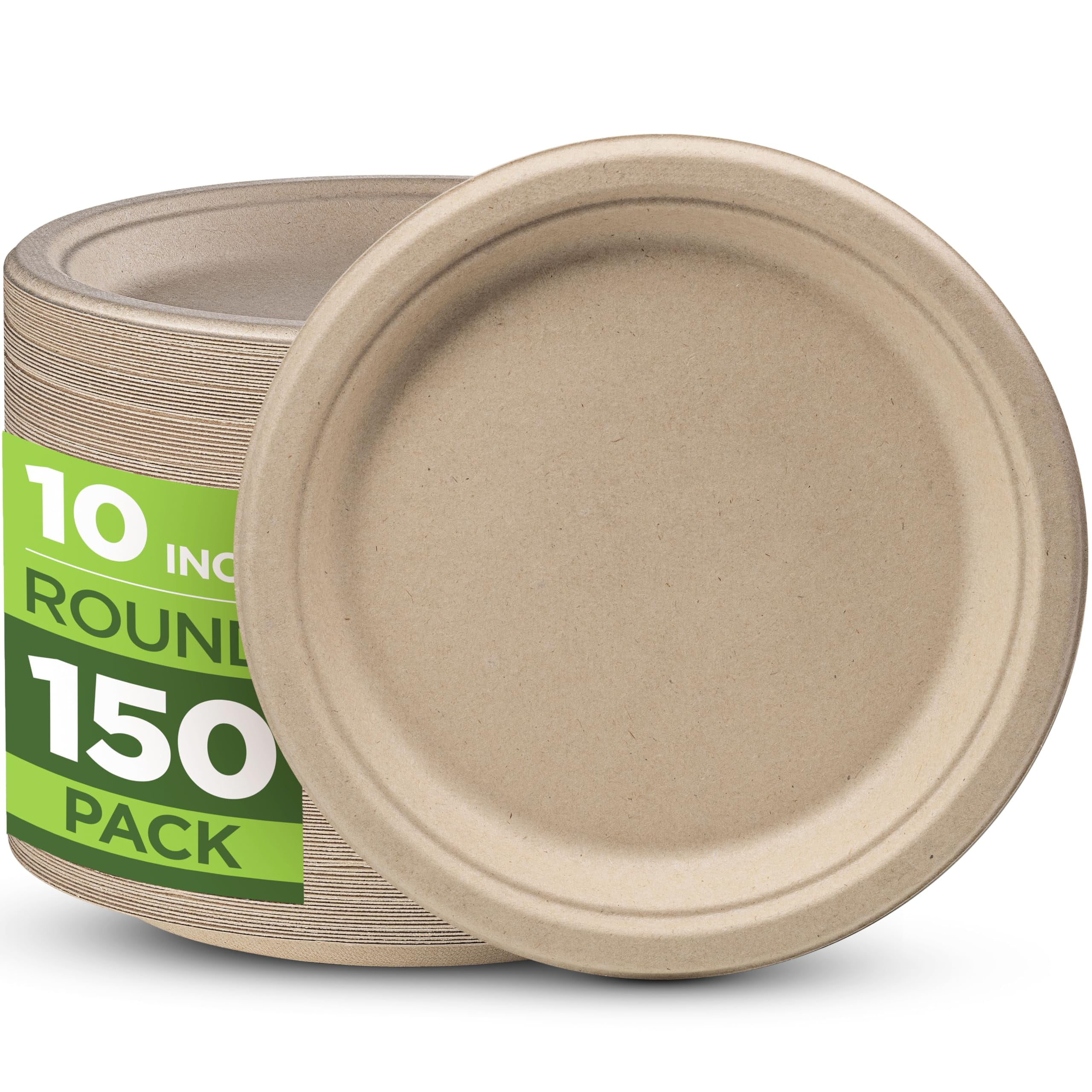 100% Compostable Paper Plates 150 Pack, AFN110 Inch Heavy Duty ...