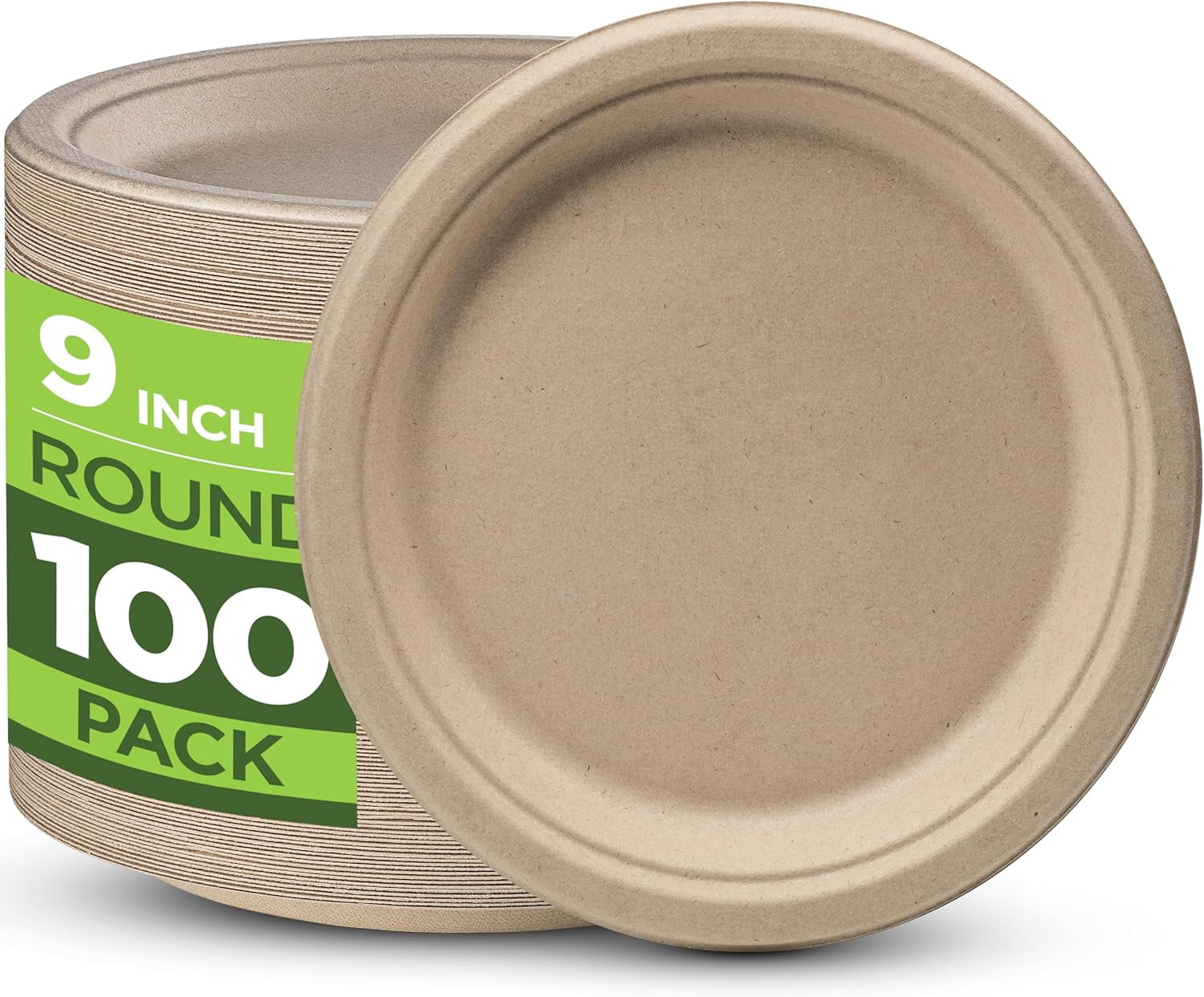 100% Compostable Paper Plates Heavy Duty - 100 Pack Biodegradable ...