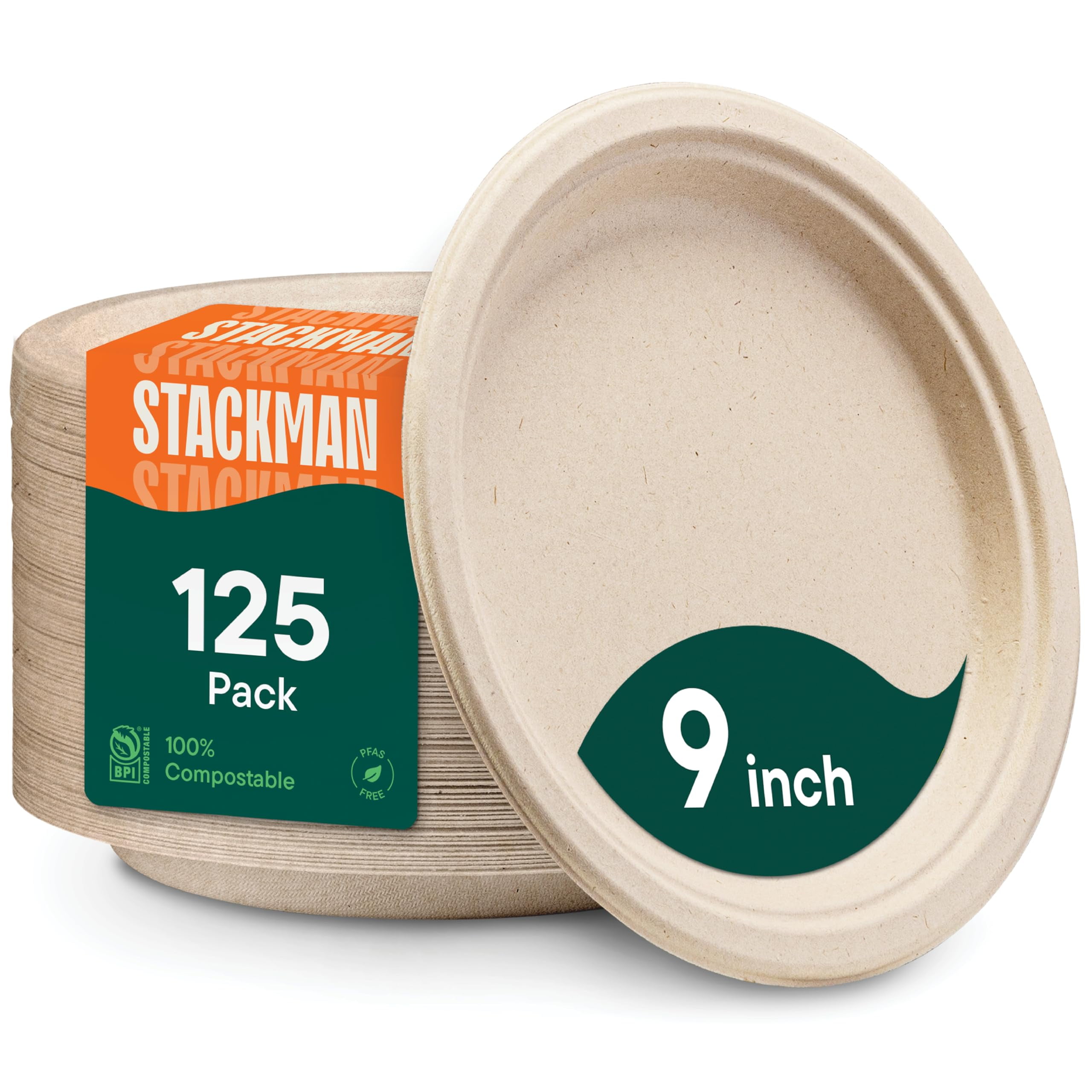 100% Compostable Paper Plates, Heavy Duty AFN1Disposable Plates [125 ...