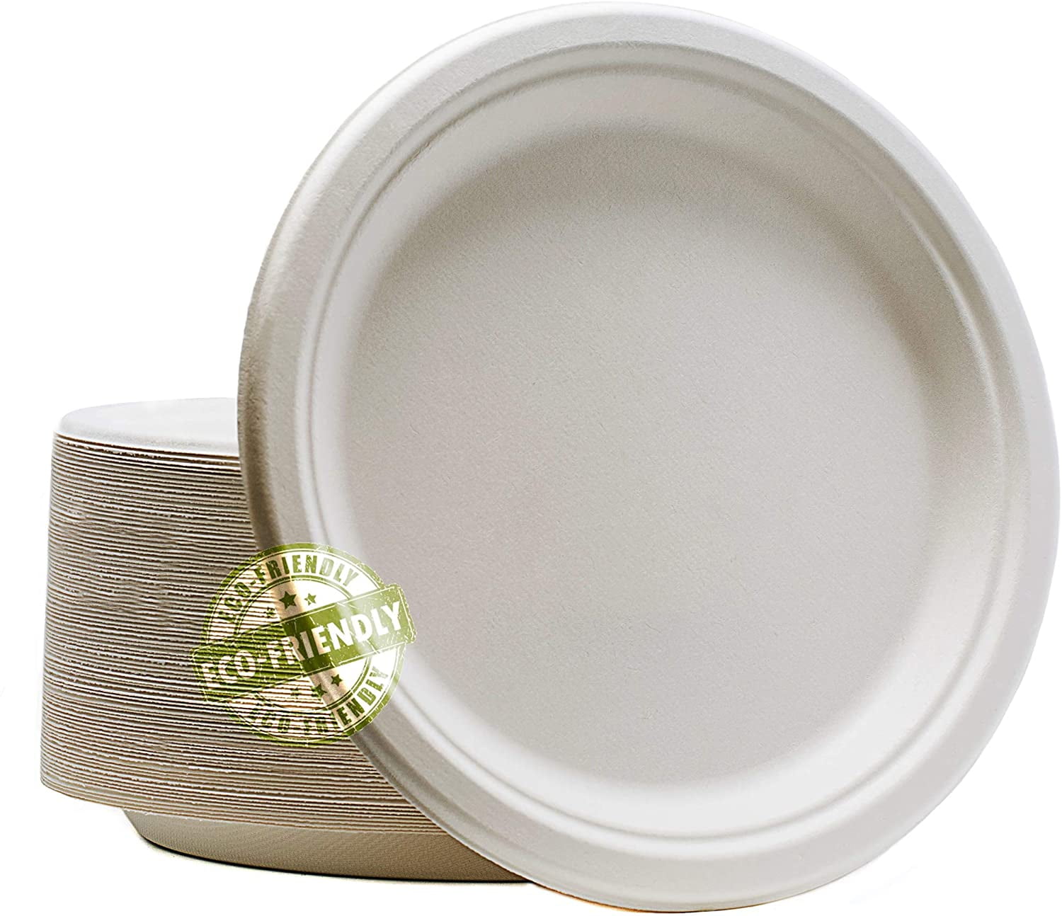 100% Compostable Paper Plates Natural Bagasse, Sugarcane Fiber ...