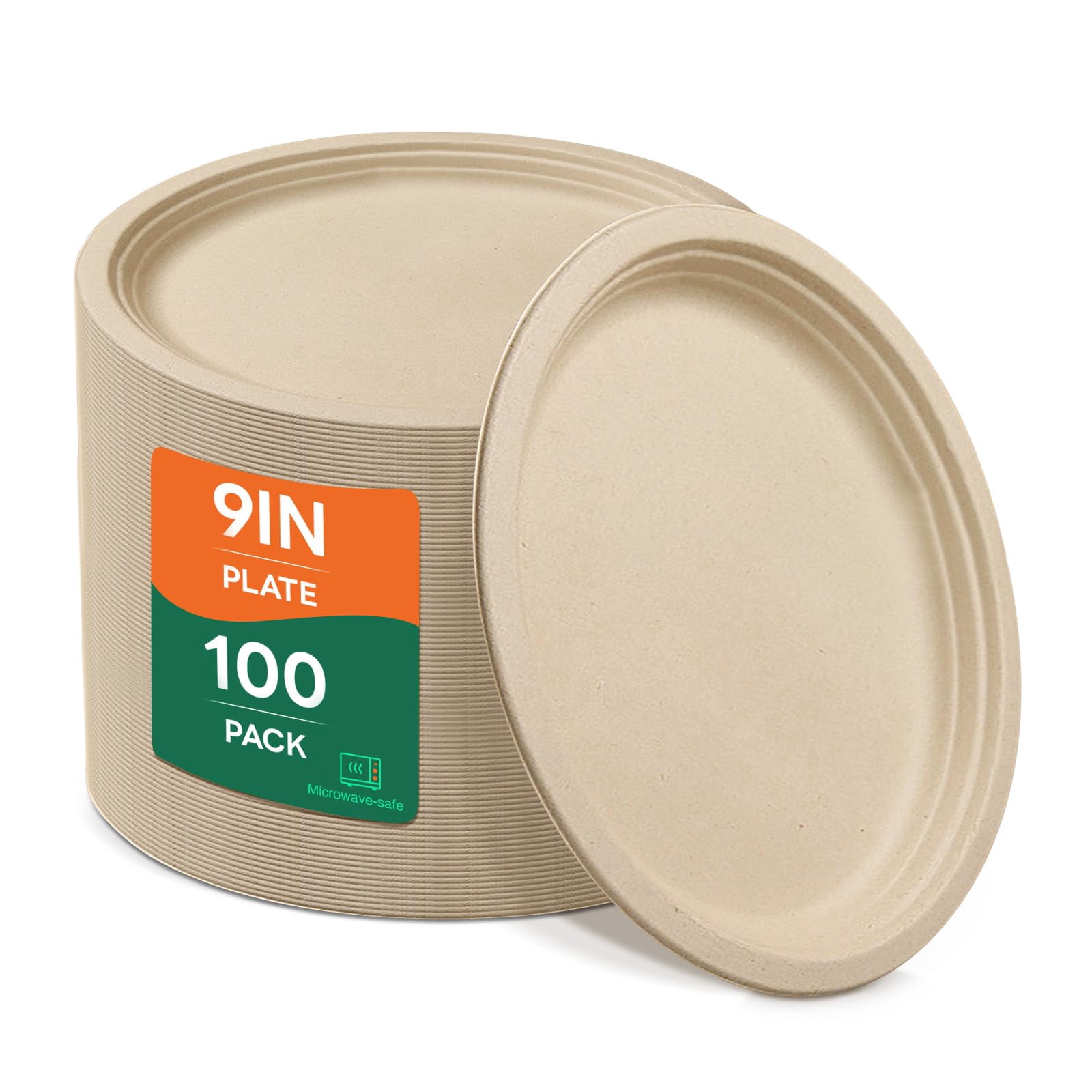 100% Compostable Plates 9 RRF12 inch [100-Pack], Biodegradable Plates ...