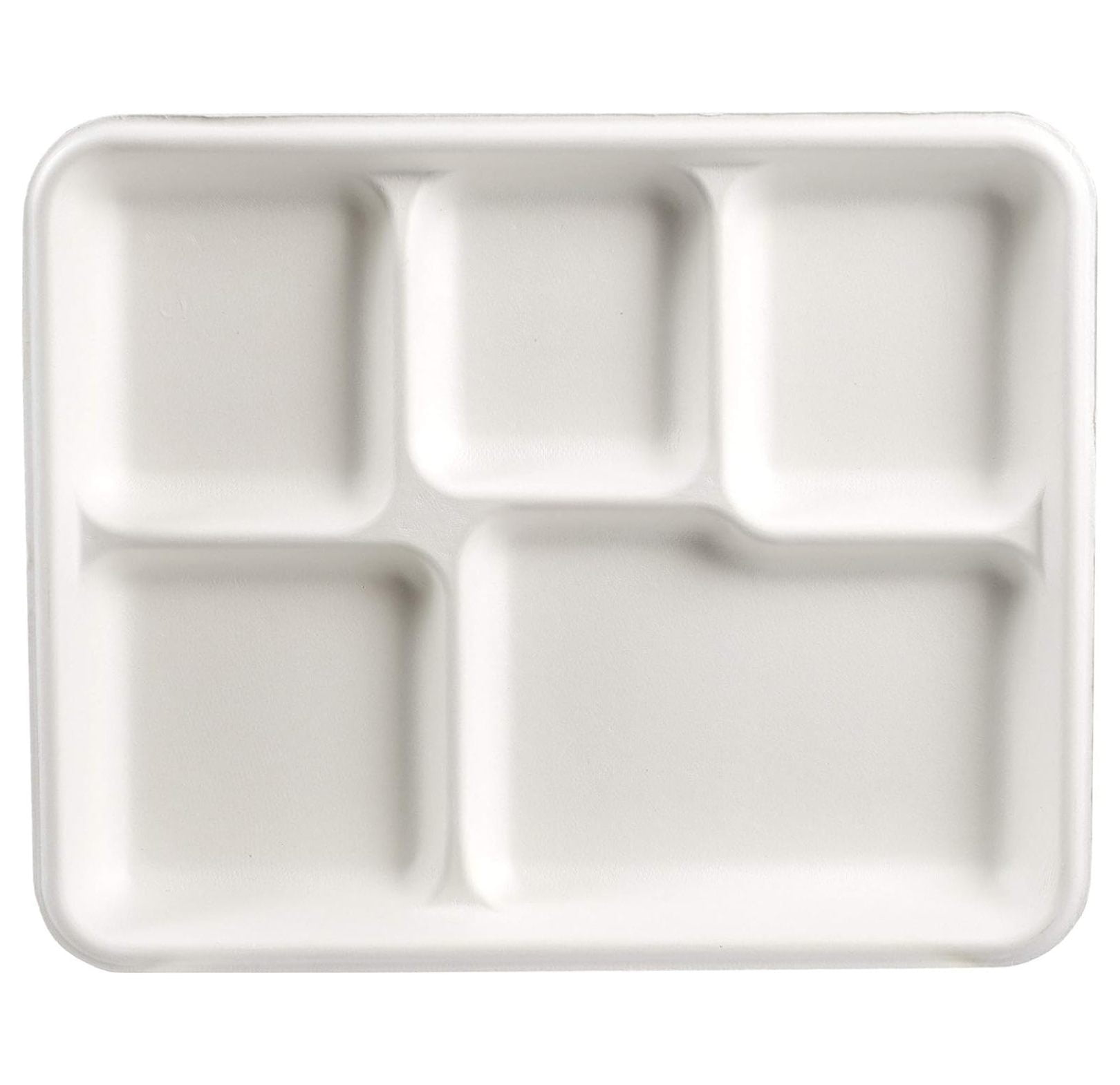 100% Compostable Sugar Cane Fiber Heavy Duty Plate, 5-Compartment ...