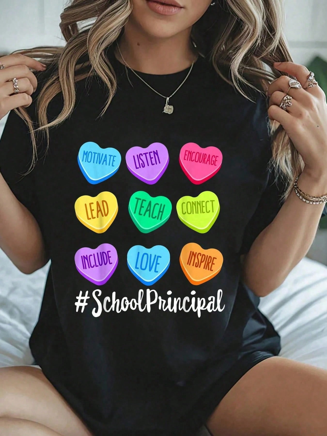 100% Cotton 100% Cotton School Principal Teacher Valentine's Day Pastel ...