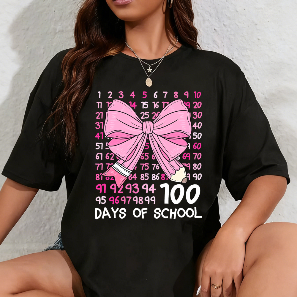 100% Cotton 100 Days of School Coquette Bow Numbers 100th Day of School ...