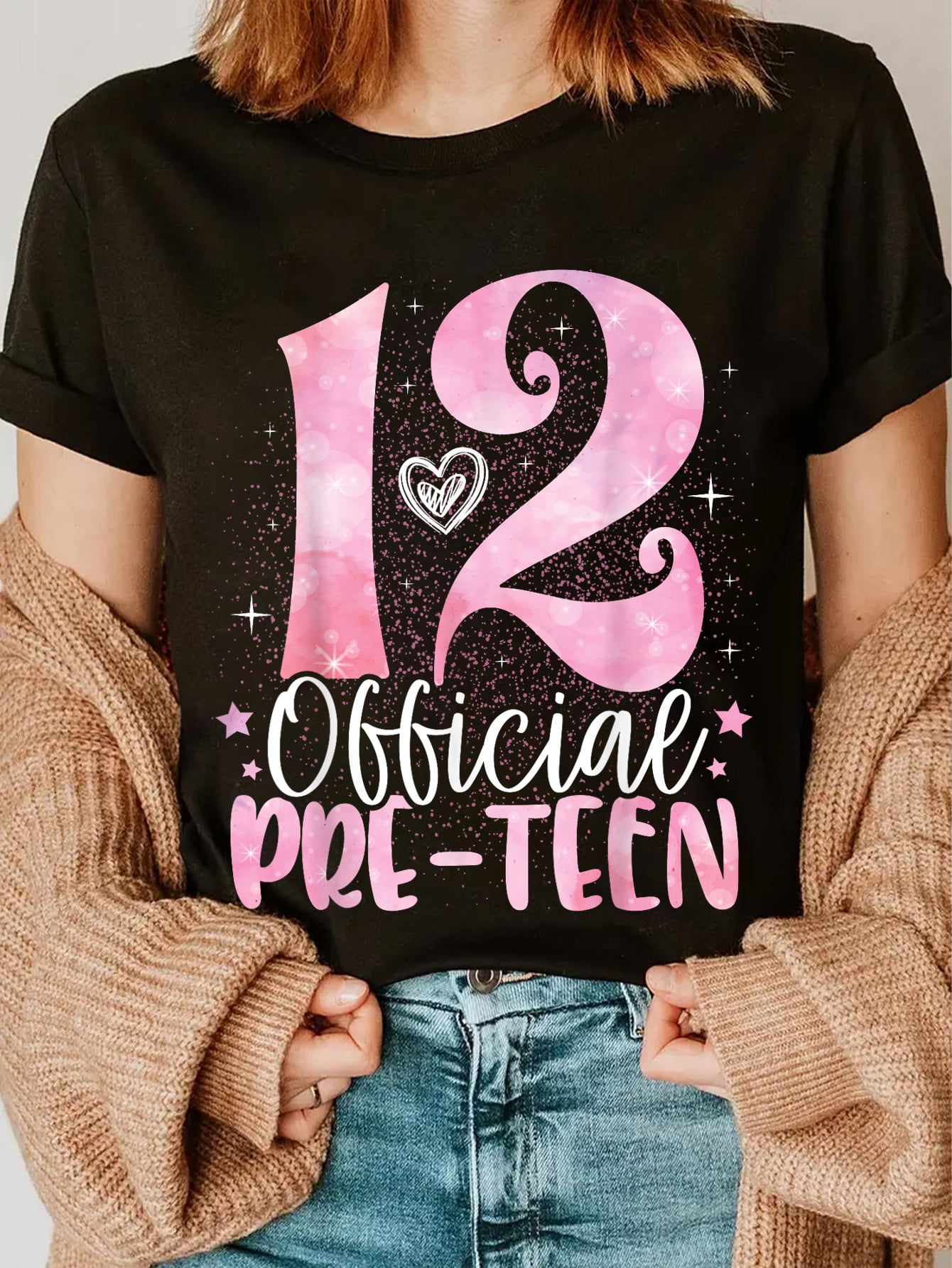 100% Cotton 12 Official Pre- 12th Birthday Girl 12 Year Old T-Shirt ...
