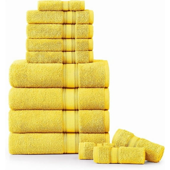 100% Cotton 18 Piece Bath Towel Set - Zero Twist, Quick Dry, Super Soft ...