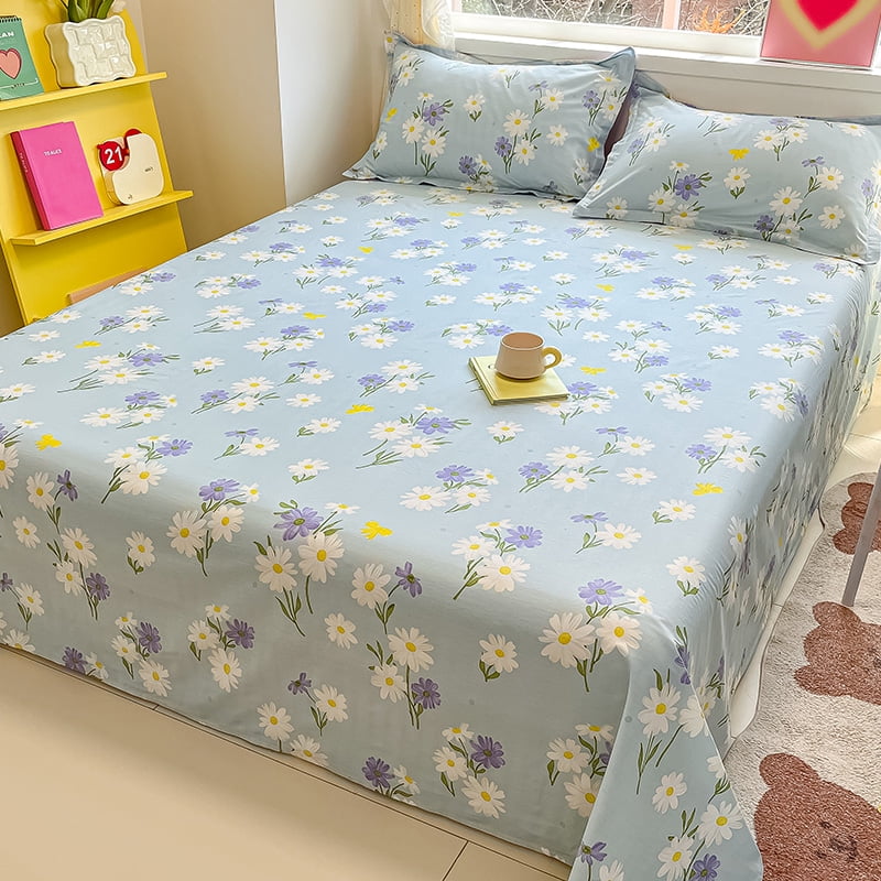 100% Cotton 1pcs Bed Sheet Flower Series Printed Double Top King Sheets ...