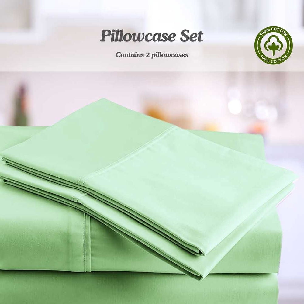 100% Cotton 200 TCPillowcase Set with Z-Hem - Pure Cotton, Queen, Foam ...