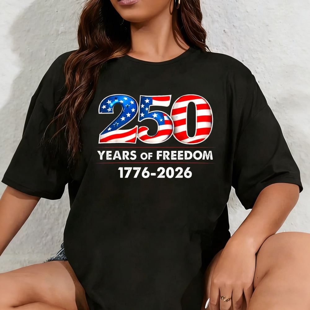 100% Cotton 250 Years American 1776 2026 250th USA Birthday 4th of July ...