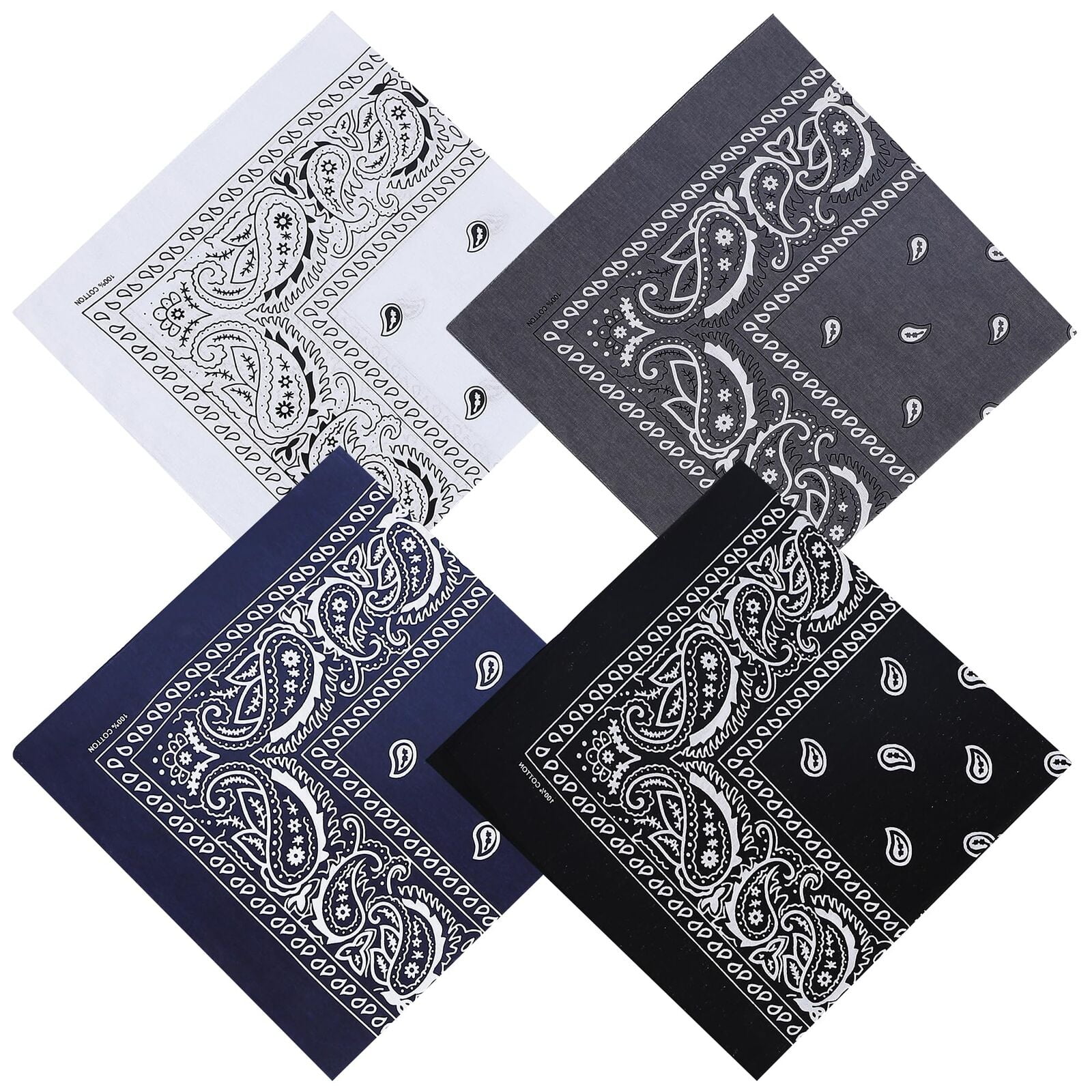 100% Cotton 27" x 27" Large Bandanas for Men & Women, Multi-Purpose ...