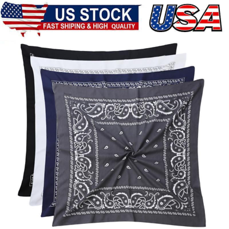 100% Cotton 27" x 27" Large Bandanas for Men & Women, Multi-Purpose ...
