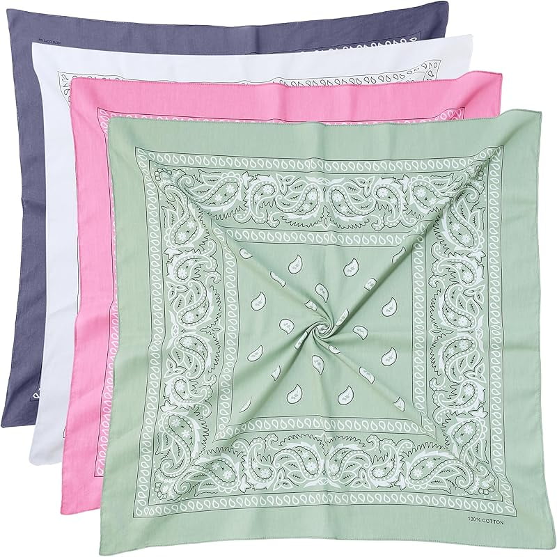 100% Cotton 27" x 27" Large Bandanas for Men & Women, Multi-Purpose ...