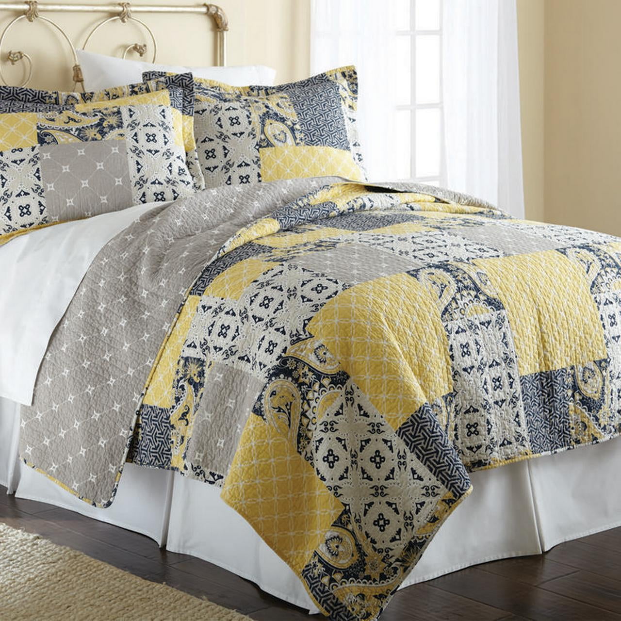 Aalia 100% Cotton Reversible Quilt Set - Full/Queen Size - Walmart.com