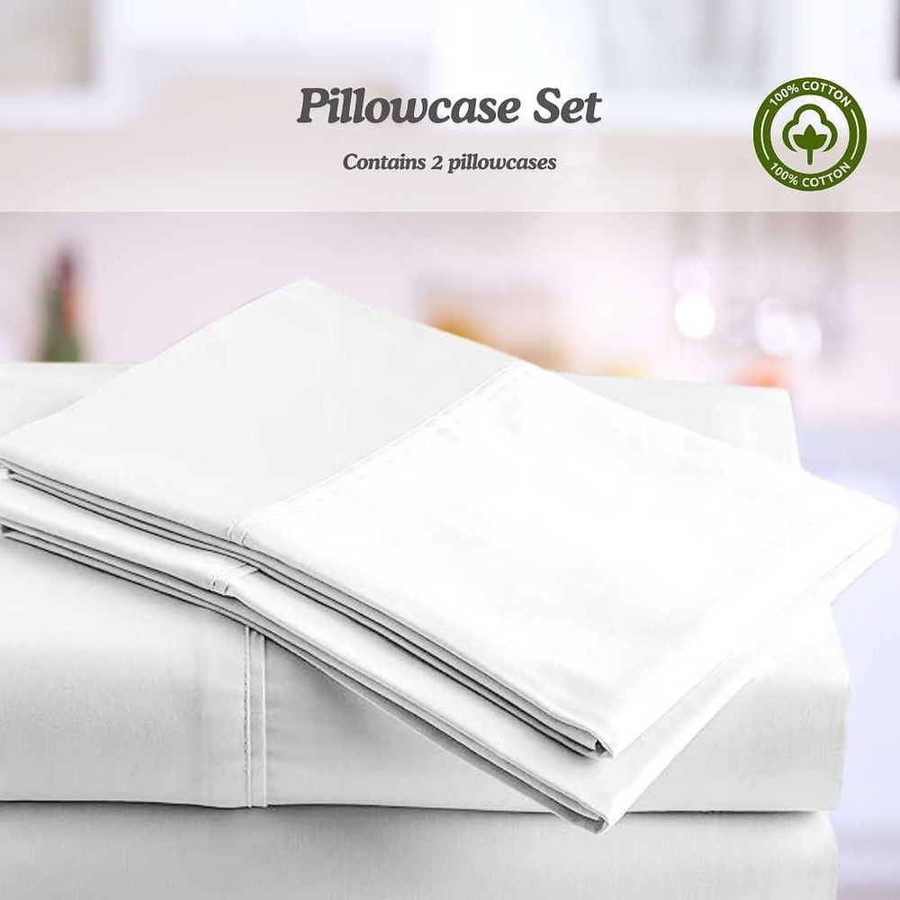 100% Cotton 300 TCPillowcase Set with Z-Hem - Pure Cotton, Queen ...
