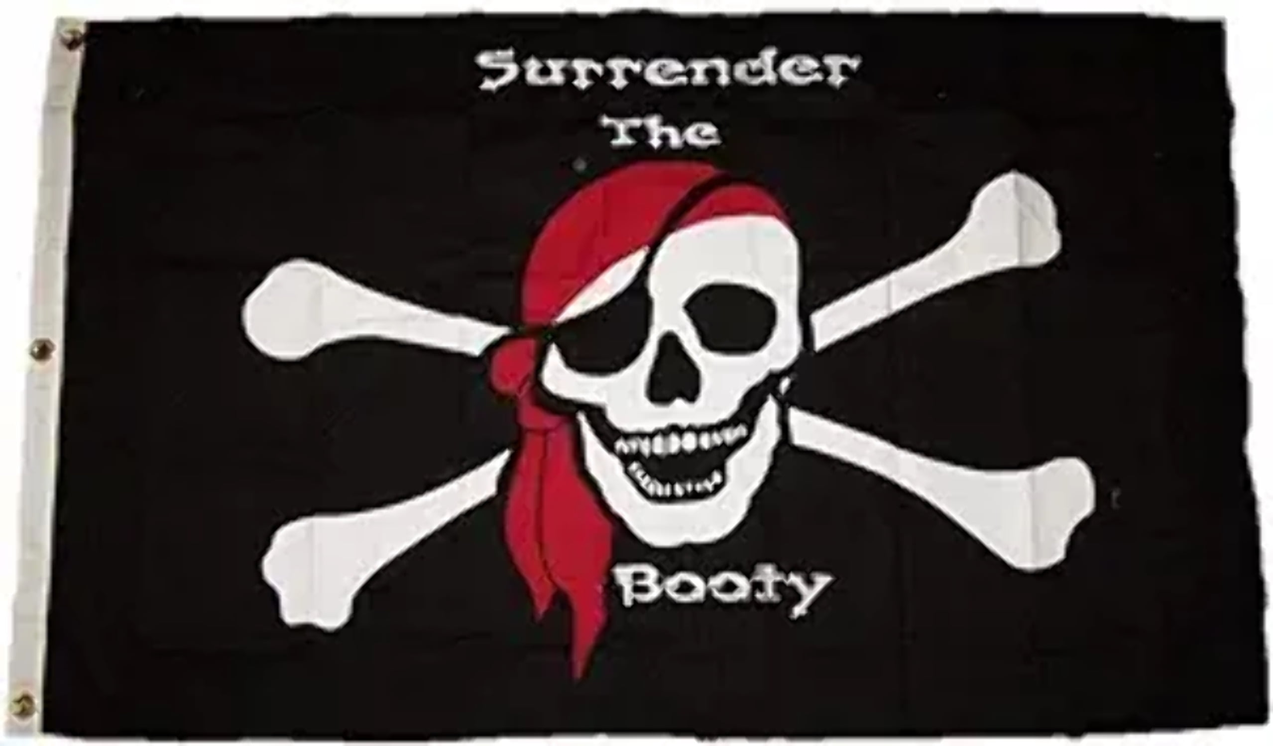 100% Cotton 3x5 Embroidered Sewn JR Pirate Surrender Booty Flag 3'x5' 3 ...