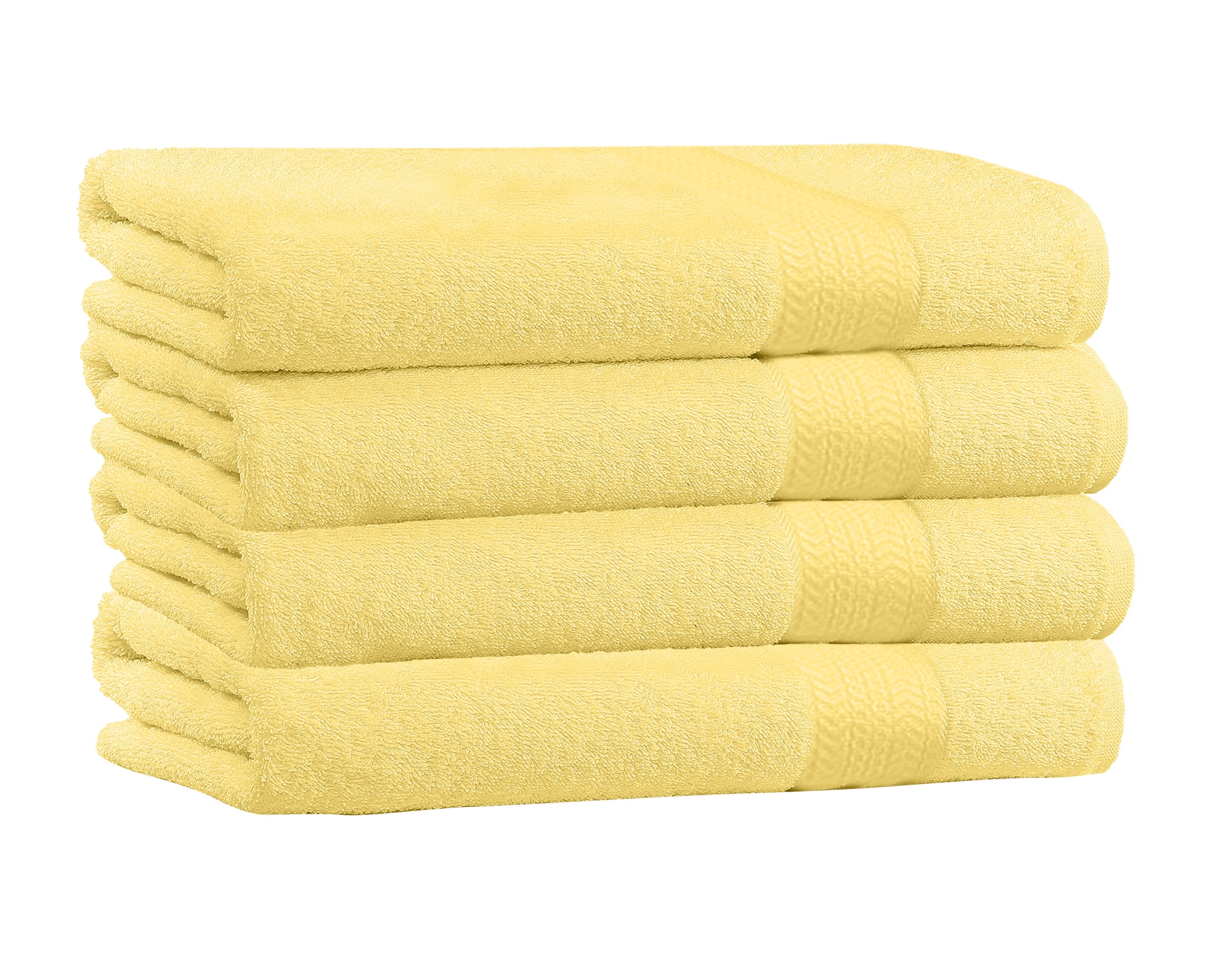 100% Cotton 4-Pack Bath Towel Sets - Extra Plush & Absorbent Banana ...