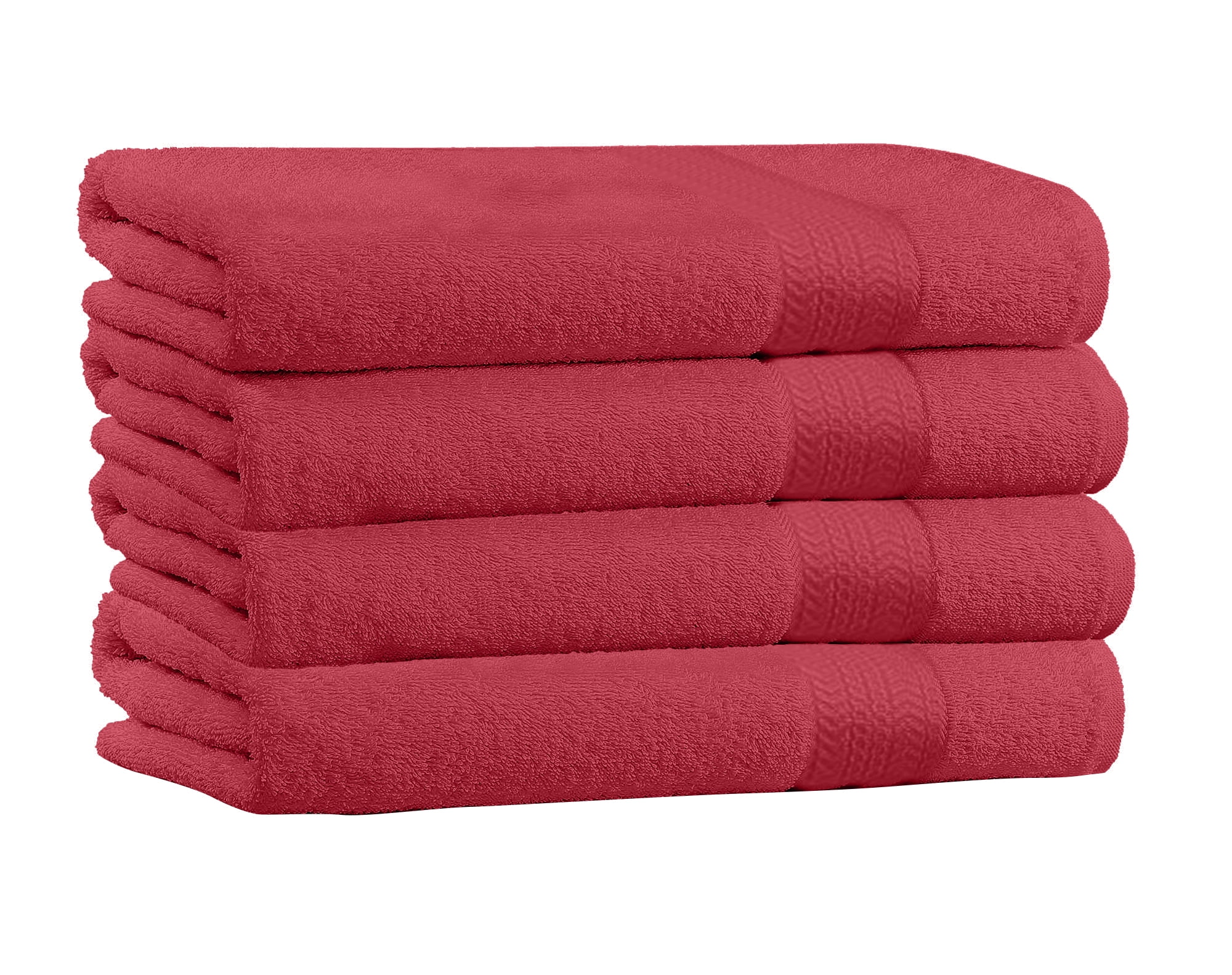 100% Cotton 4-Pack Bath Towel Sets - Extra Plush & Absorbent Cherry Red ...