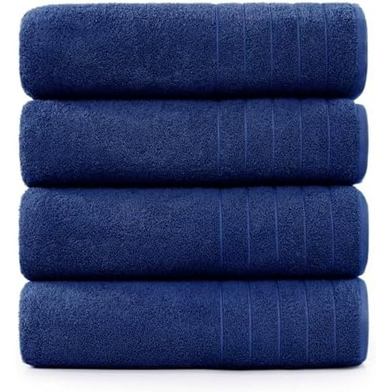 100% Cotton 4 Pack Bath Towels (30"x60") - Ring Spun Mercerized Cotton ...