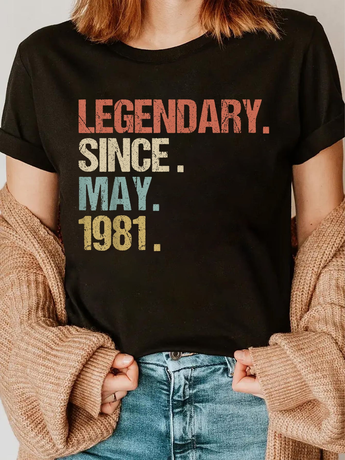 100% Cotton 40th Birthday Legendary Since May 1981 Shirt Retro T-Shirt ...