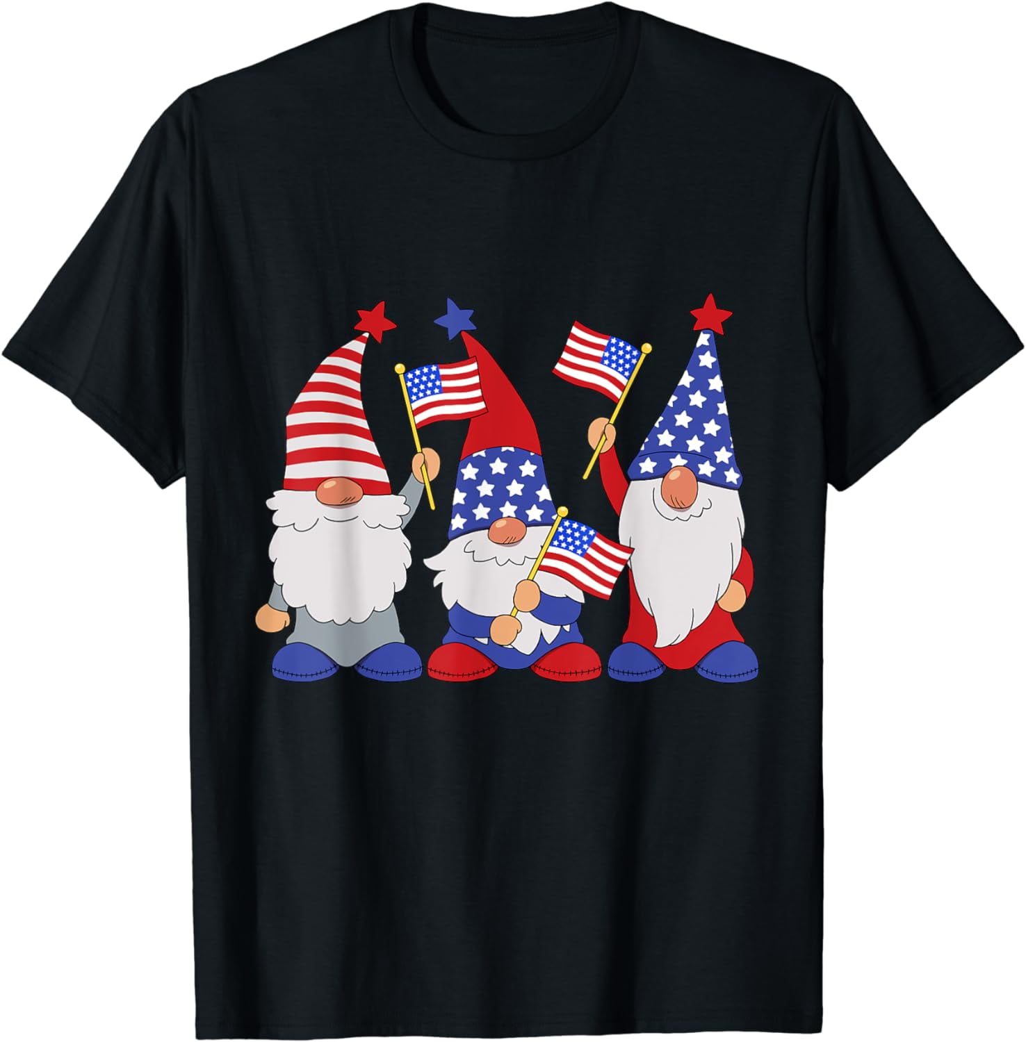 100 Cotton 4th Of July 2024 Patriotic Gnomes Funny American Usa T