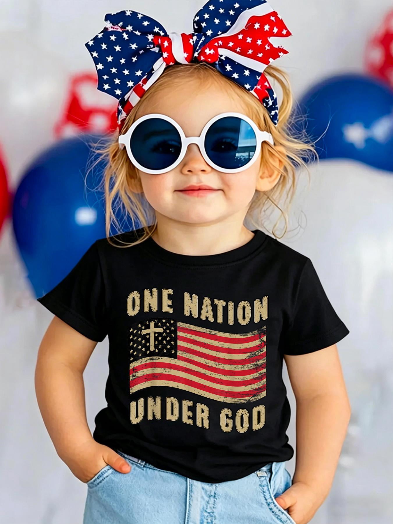 100% Cotton 4th of July US Flag One Nation Under God Patriotic ...