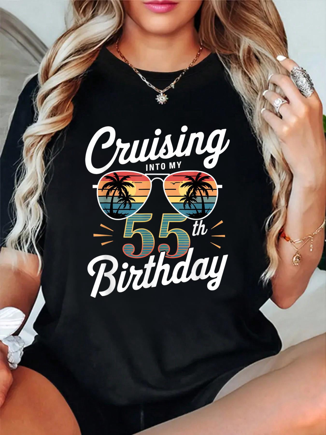 100% Cotton 55th Birthday Cruise Vacation Travel T-Shirt Women's Men's ...
