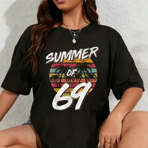 100% Cotton 55th Birthday T Shirt Summer of 69 Gift Mom Daddy T-Shirt ...