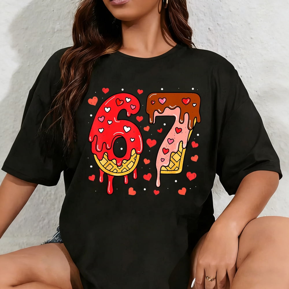 100% Cotton 6 7 Cream Drip Six Seven Meme Valentines Day Men Women Kids ...