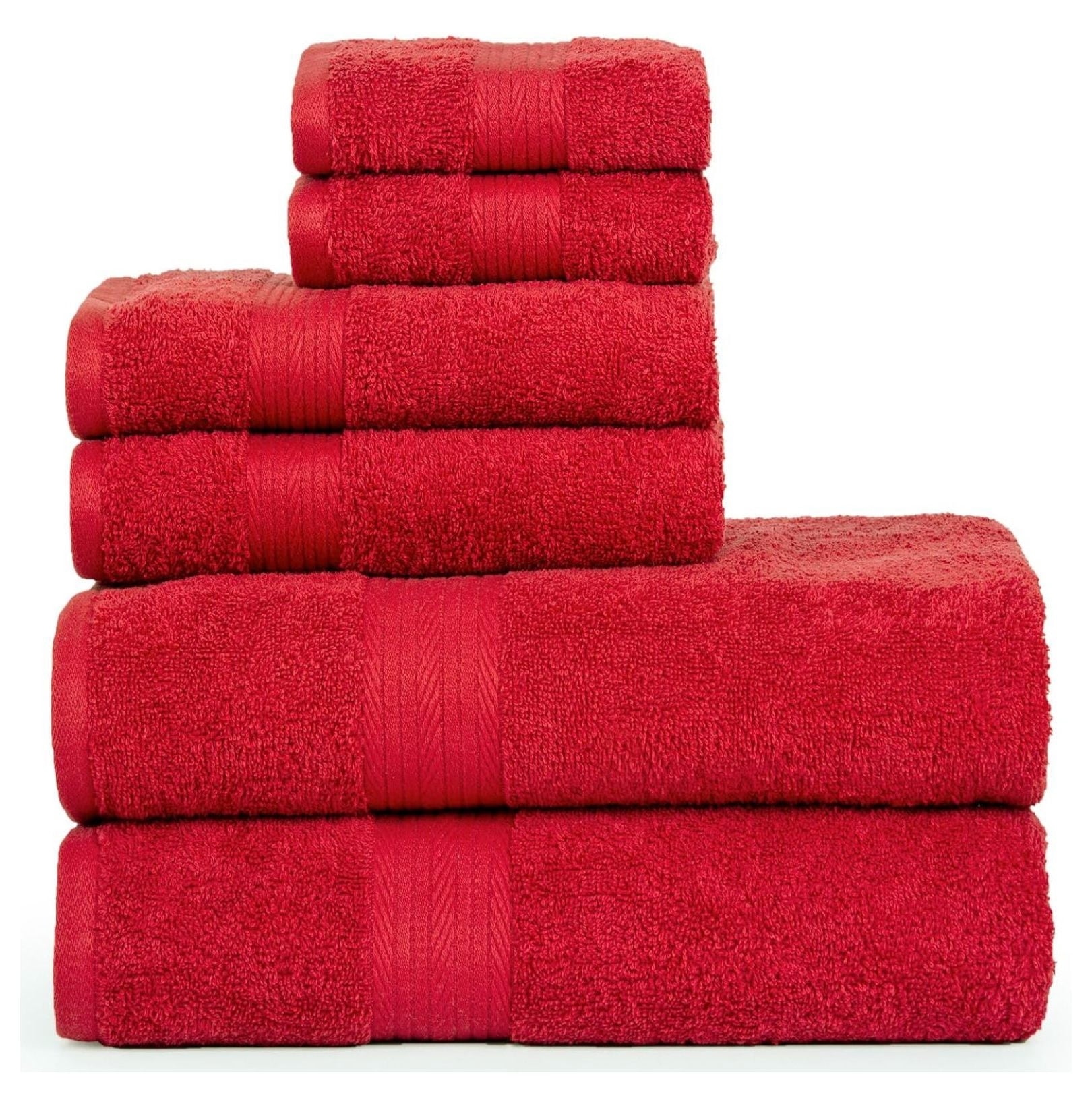 100% Cotton 6 Piece Bathroom Towels Set, 2 Bath Towels, 2 Hand Towels ...