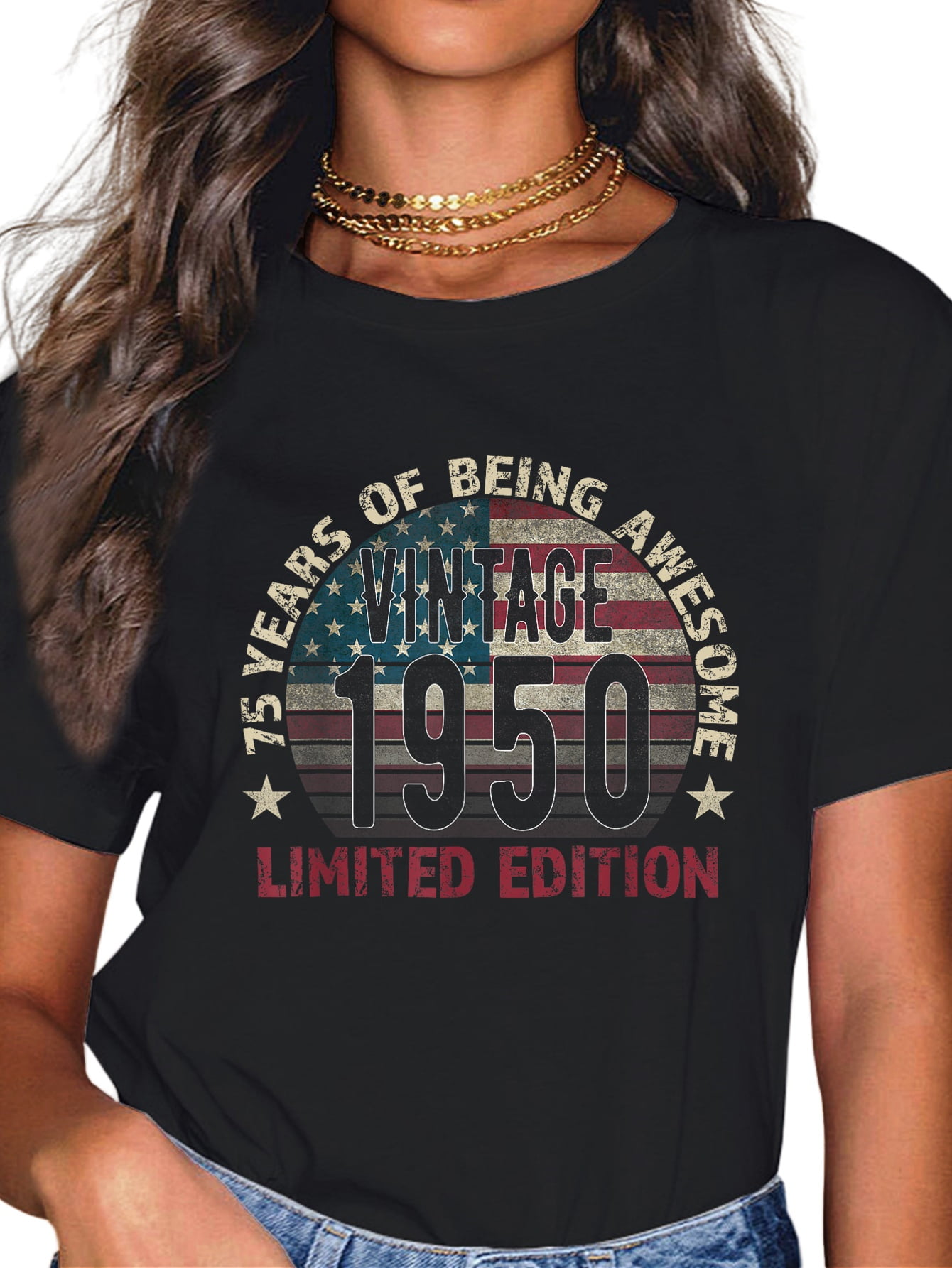 100% Cotton 75th Birthday Gift men Vintage born 1950 turning 75 Year Old T-Shirt - Walmart.com