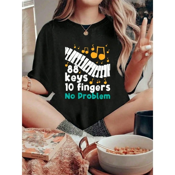 100% Cotton 88 Keys 10 Fingers No Problem Piano Player Pianist Musician ...