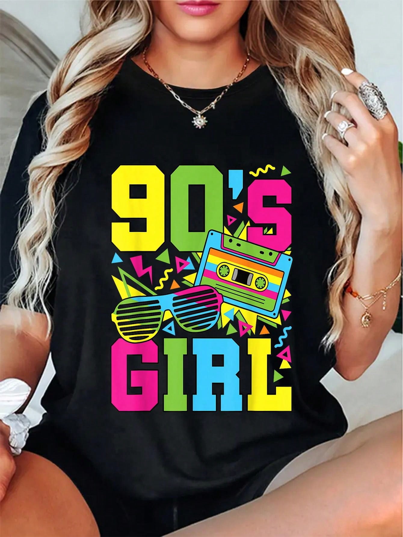 100% Cotton 90's Girl Retro 1990s 90s Style Party Outfit Women Girls T ...