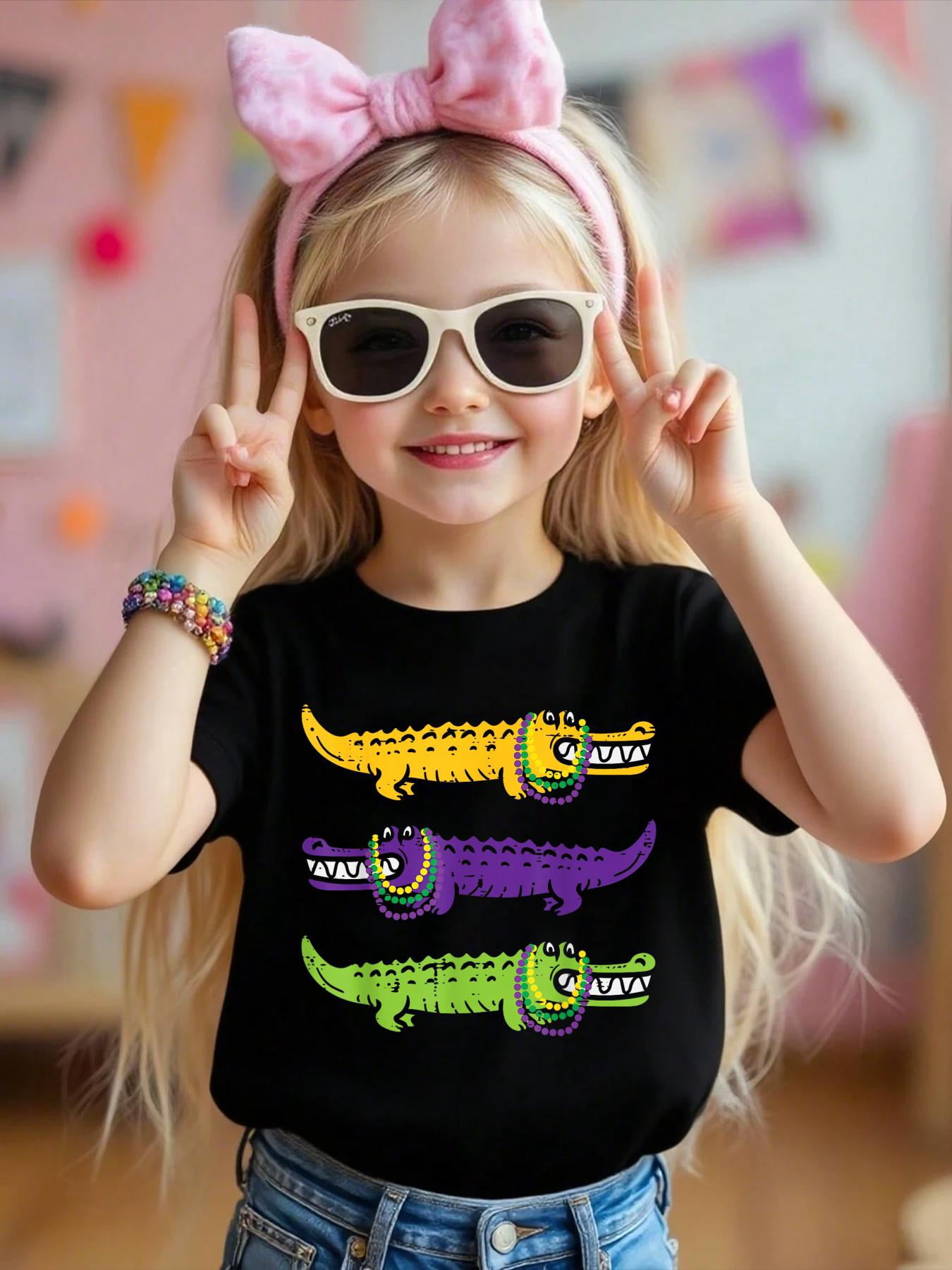 100% Cotton Aligator Crocodiles Louisiana Mardi Gras Women Men Kid T ...