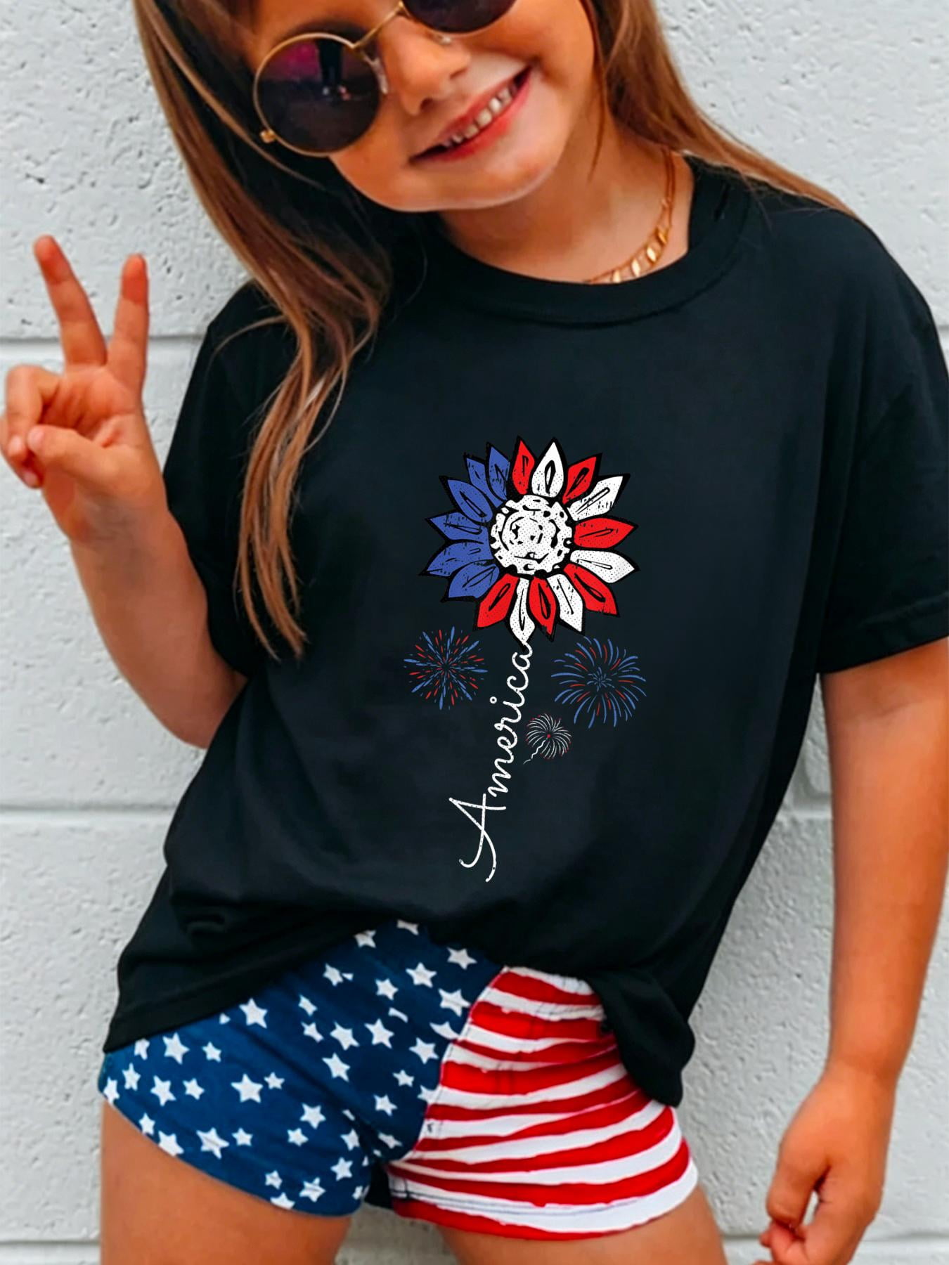 100% Cotton America Sunflower 4th of July Independence Day Patriotic ...