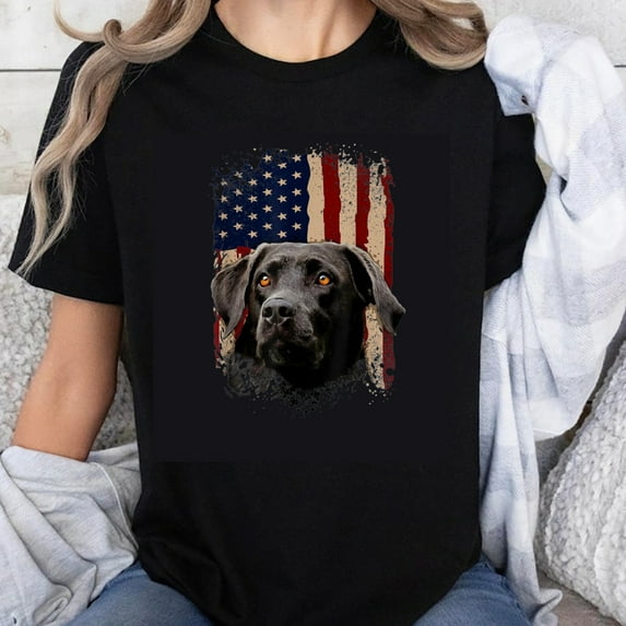 100% Cotton American Flag Dog Face Design T-Shirt - Walmart.com