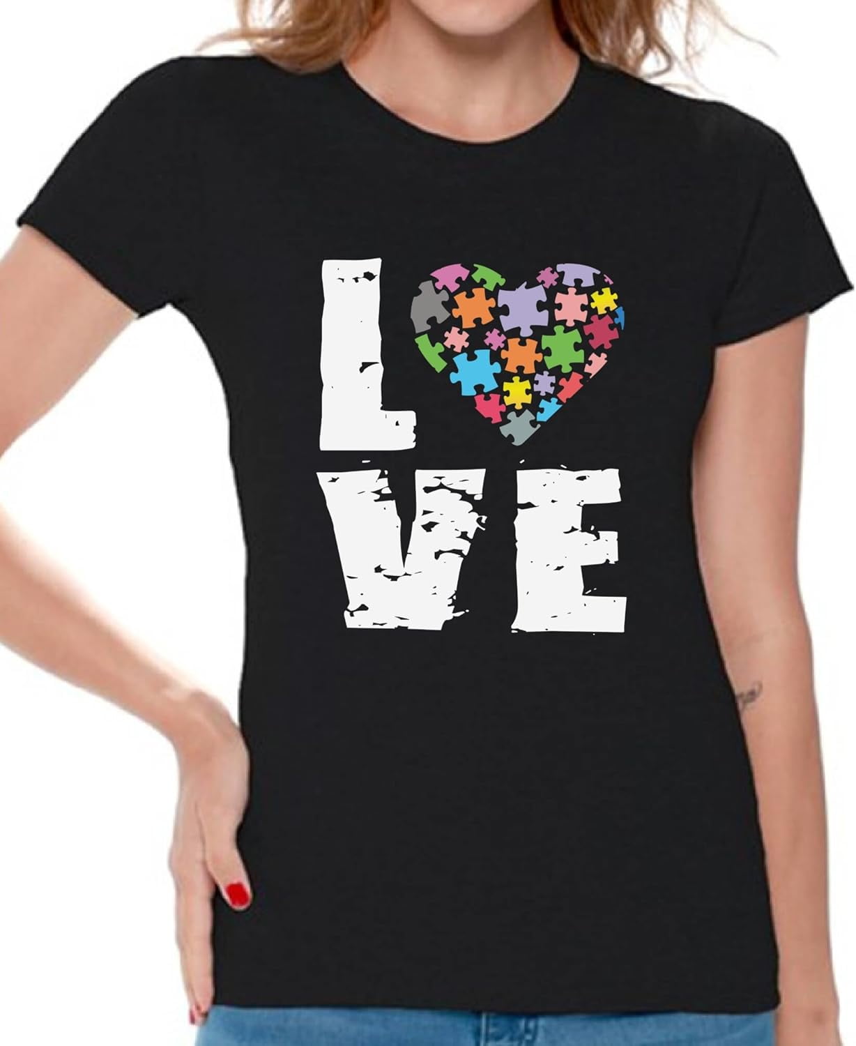100% Cotton Awkward Styles Women's Love Puzzles Autism Awareness ...