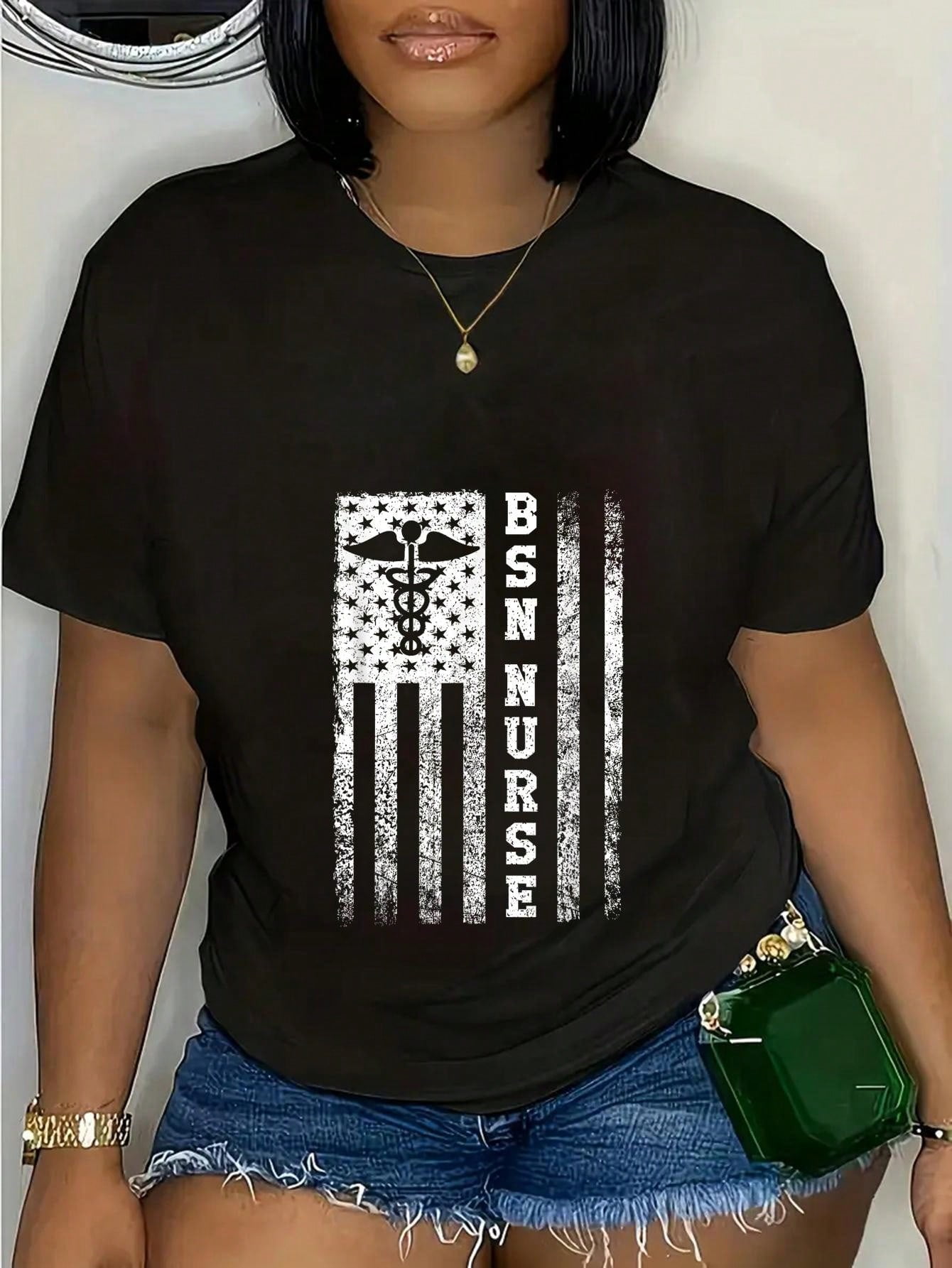 100% Cotton BSN Nurse Flag Nursing Student RN Nurse Appreciation T ...