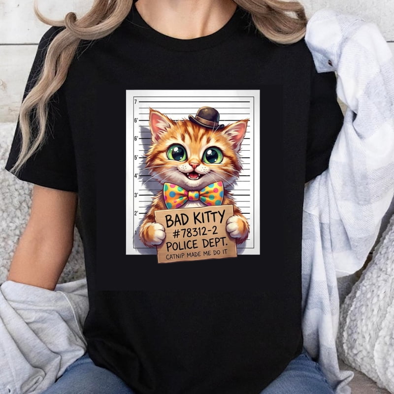 100% Cotton Bad Kitty Police Mugshot Cat - Walmart.com