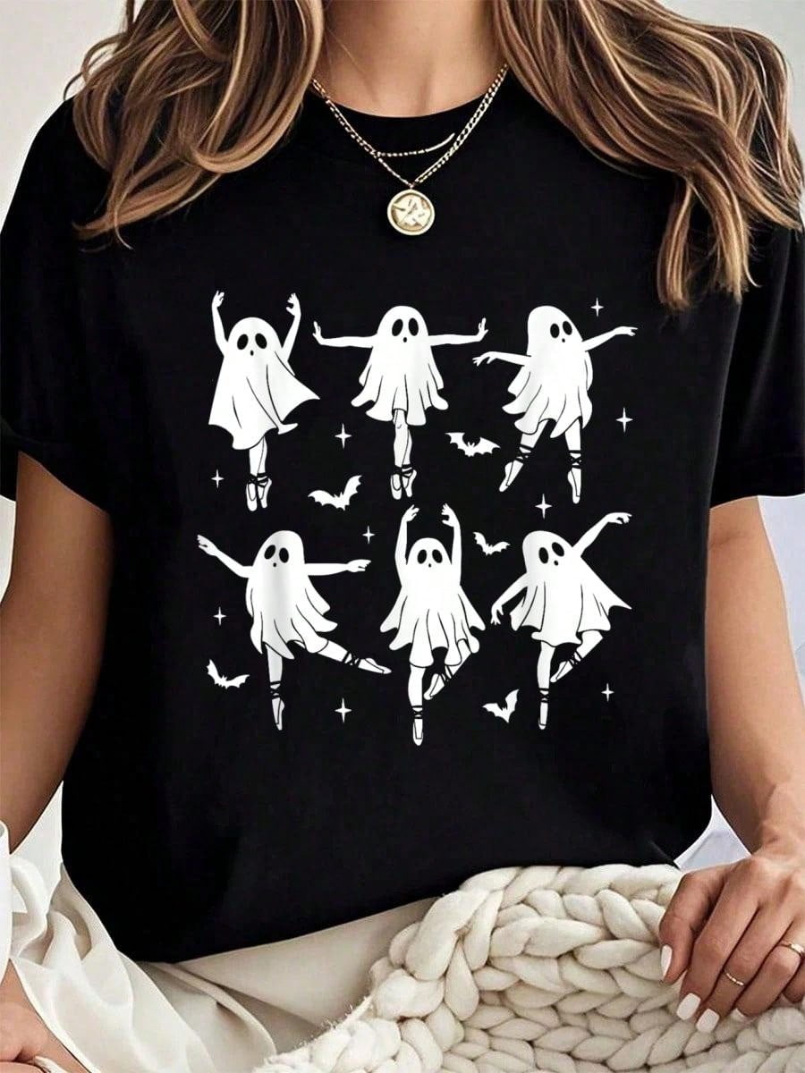 100% Cotton Ballet Ghost Ballet Dancer Spooky Dance Teacher Halloween T ...