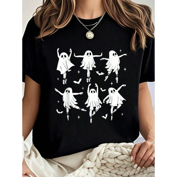 100% Cotton Ballet Ghost Ballet Dancer Spooky Dance Teacher Halloween T ...