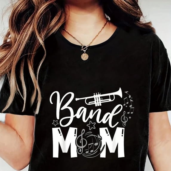 100% Cotton Band Mom Proud Band Mom Musical Marching Band Trumpet Funny ...