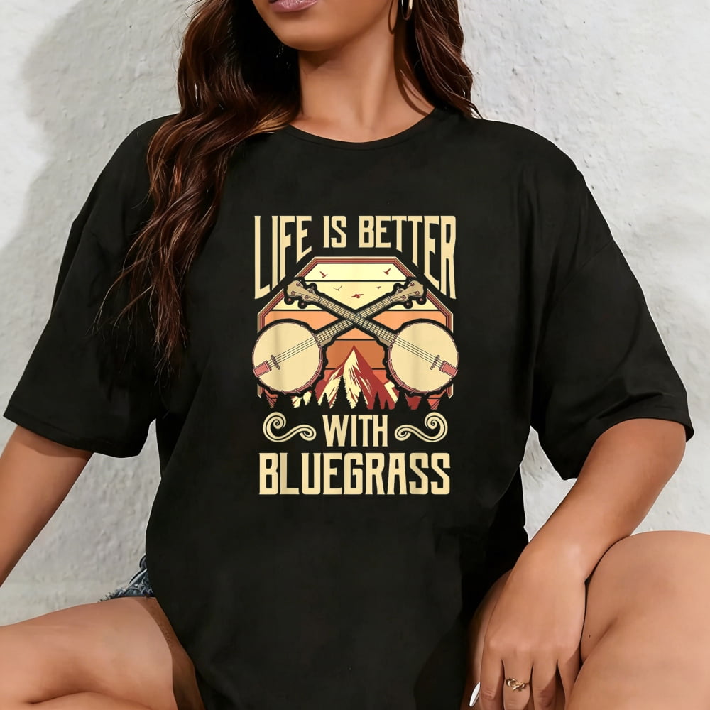 100% Cotton Banjo Vintage Retro Bluegrass Music Fans Banjo Player T-Shirt - Walmart.com