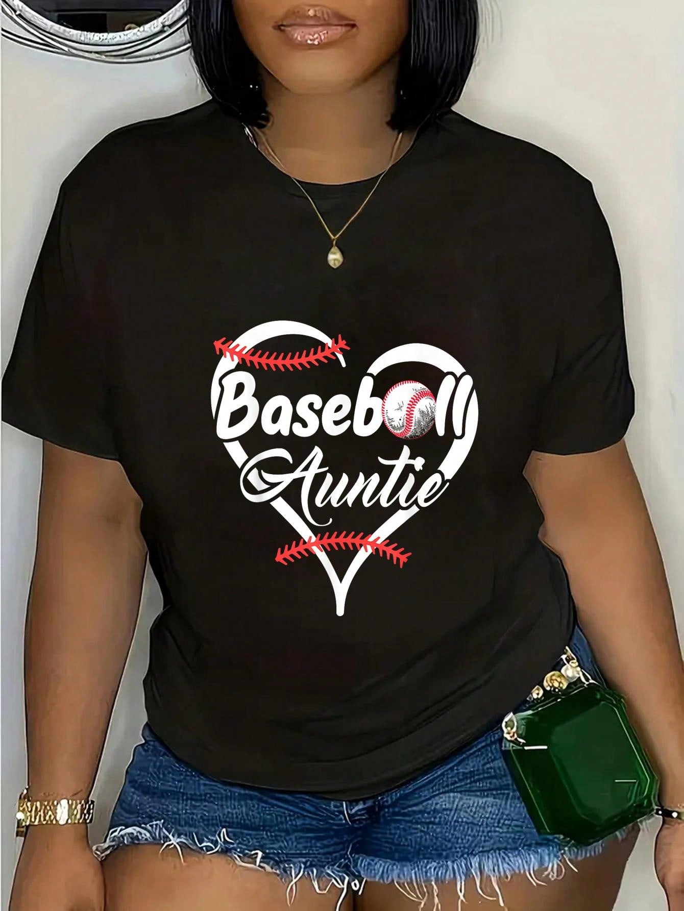 100% Cotton Baseball Aunt Heart Proud Baseball Auntie T-Shirt - Walmart.com