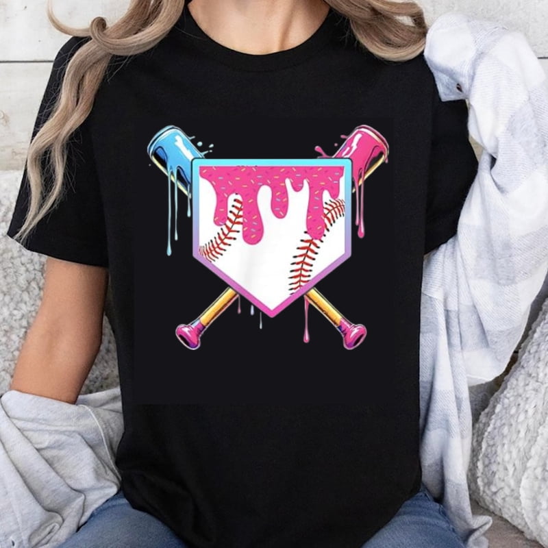 100% Cotton Baseball Bat Drip Art Design T-Shirt - Walmart.com