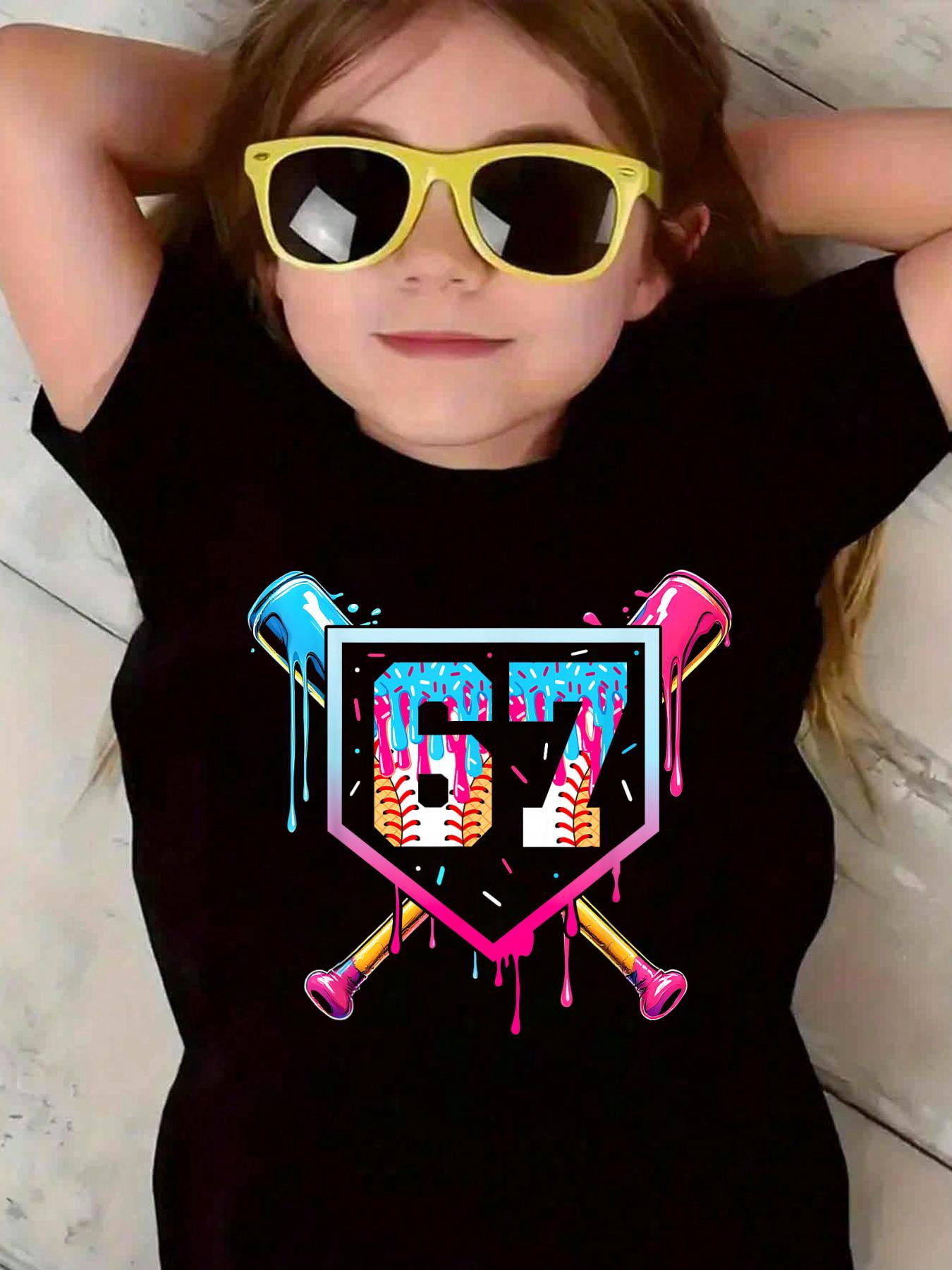 100% Cotton Baseball Ice Cream Drip Number 67 Player 67th Birthday Kid ...