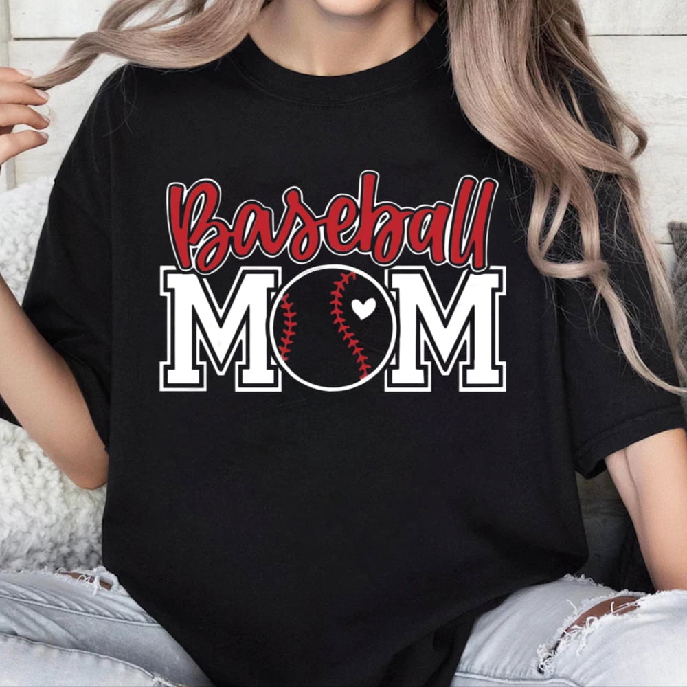 100% Cotton Baseball Mom Shirt Women Mom Tshirt Baseball Heart Graphic ...